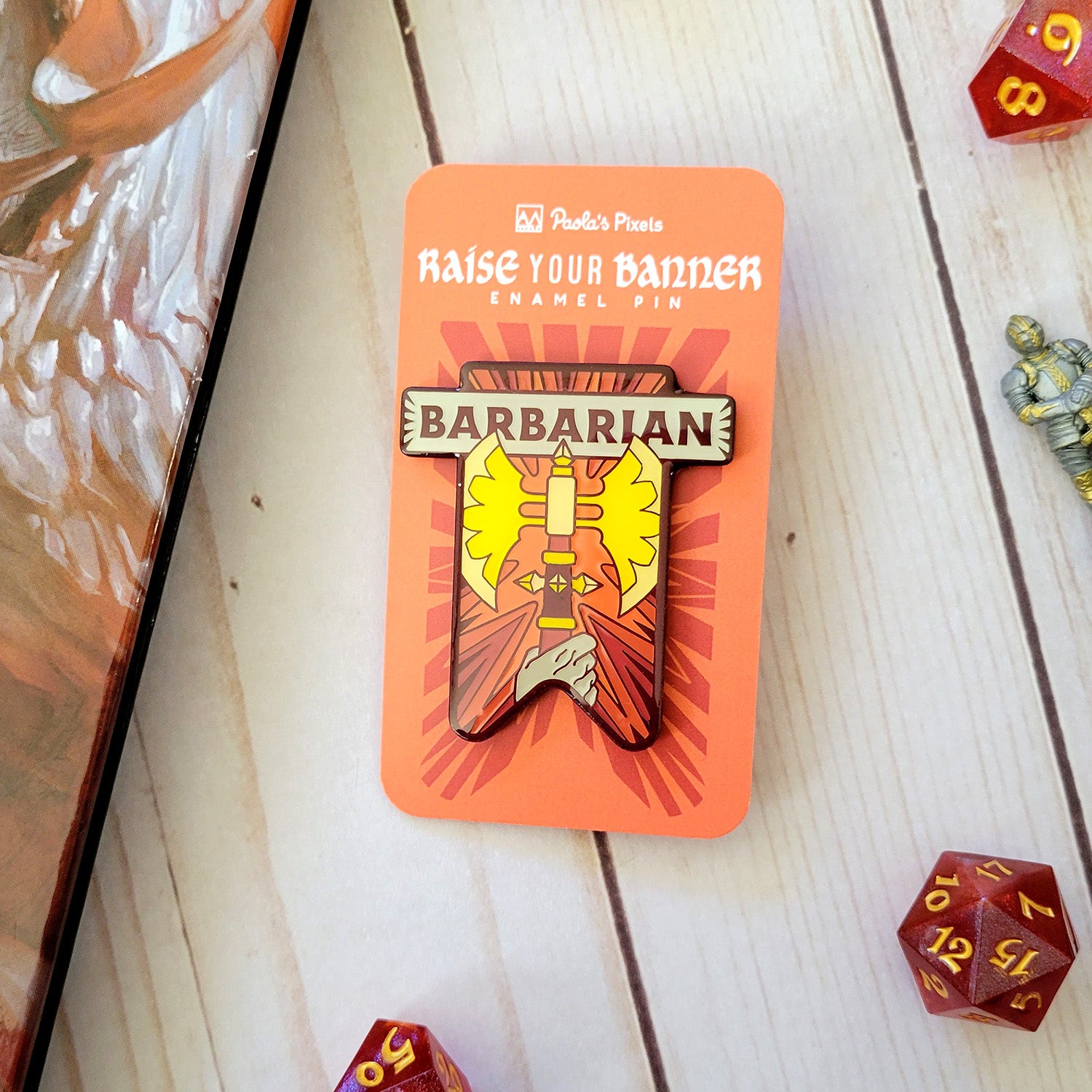 Barbarian Banner Enamel Pin – Paola's Pixels