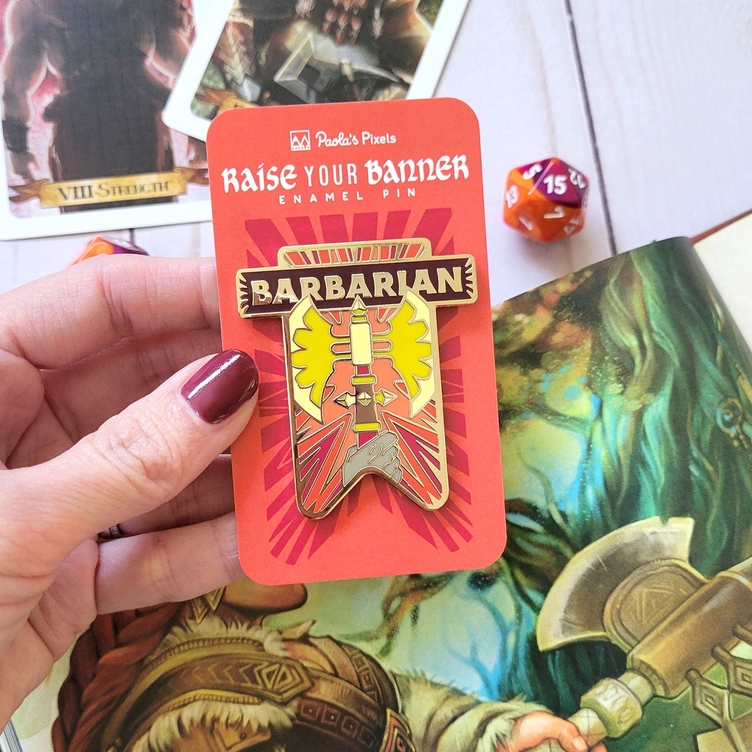 Barbarian Banner Enamel Pin – Paola's Pixels
