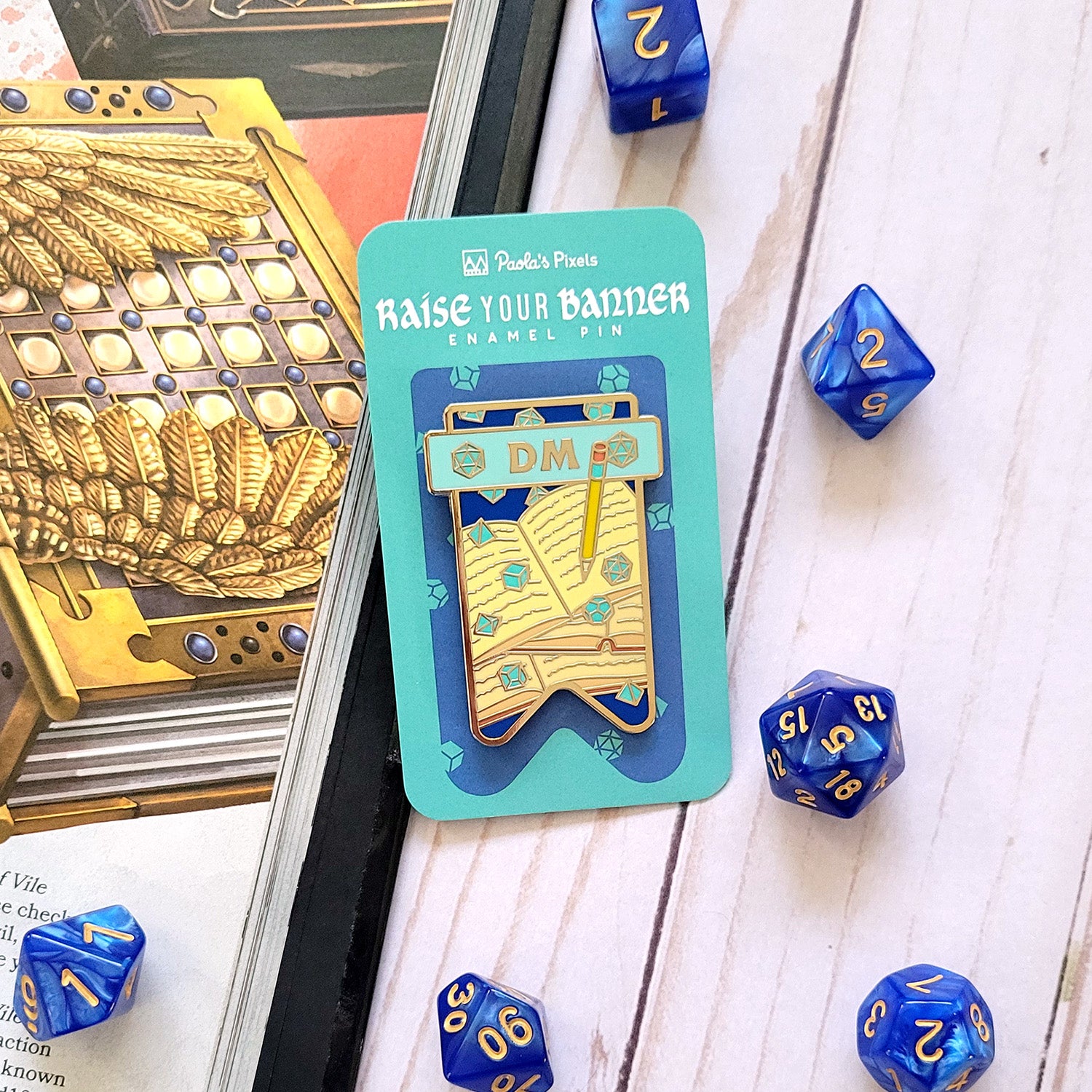 DM Banner Enamel Pin – Paola's Pixels