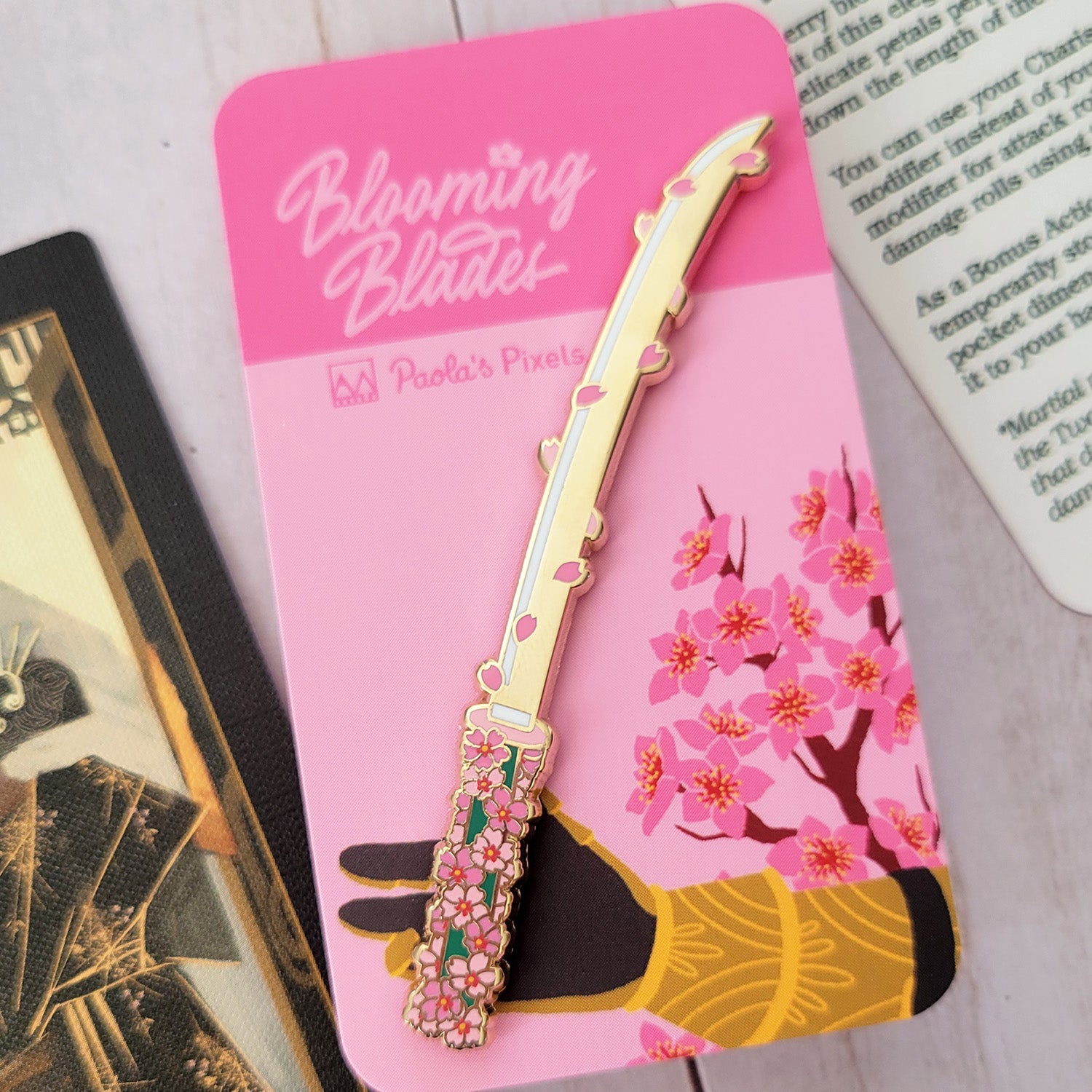 Cherry Blossom Katana Enamel Pin – Paola's Pixels